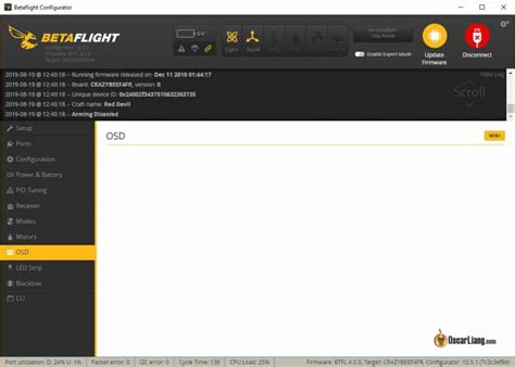 betaflight configurator modes osd tabs not loading fix oscar liang