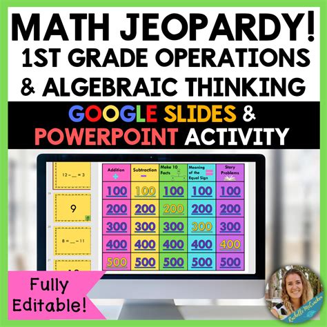 1st Grade Math Jeopardy Game Operations And Algebraic Thinking Editable Made By Teachers