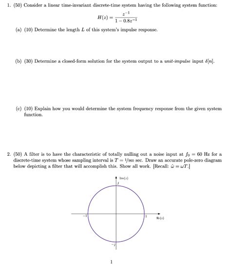 Solved 1 50 Consider A Linear Time Invariant