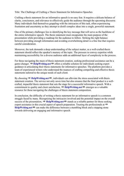 Writing A Thesis Statement For Informative Speech By Cogswell Polytechnical College Issuu