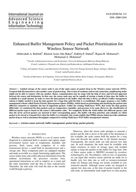 Pdf Enhanced Buffer Management Policy And Packet Prioritization For Wireless Sensor Network
