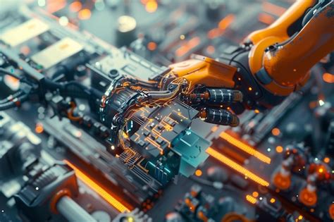 Premium Photo Precision Robotic Arm Assembling Delicate Electron