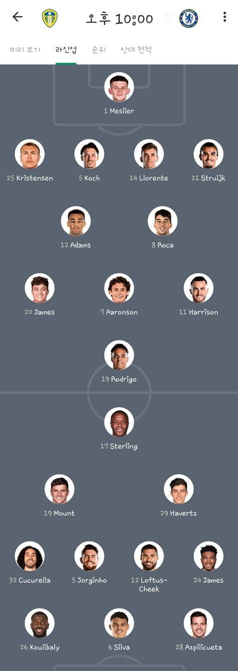 첼시 리즈 예상 라인업 해외축구 에펨코리아