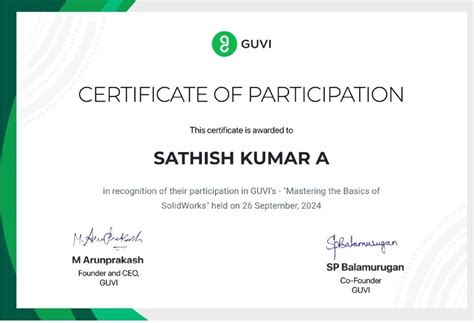 Sathish Kumar A On Linkedin Solidworks Caddesign 3dmodeling Guvi Skilldevelopment