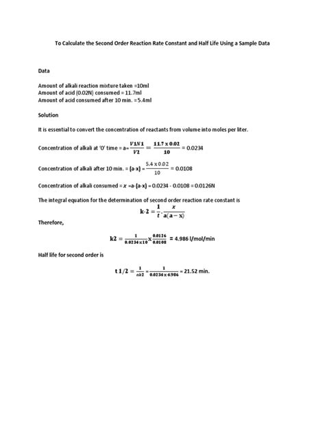 Second Order Calculation Pdf
