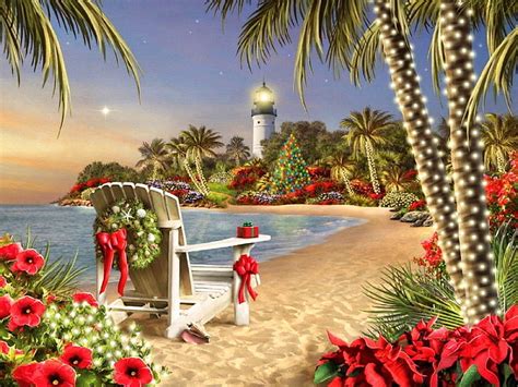 Tropical Island Christmas Wallpaper