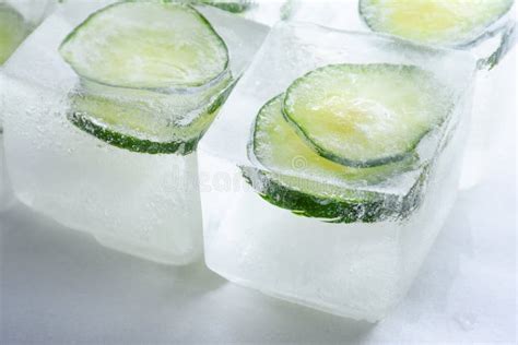 Frozen Cucumber Slices In The Ice Cubes Stock Image Image Of Healthy Health 104521913