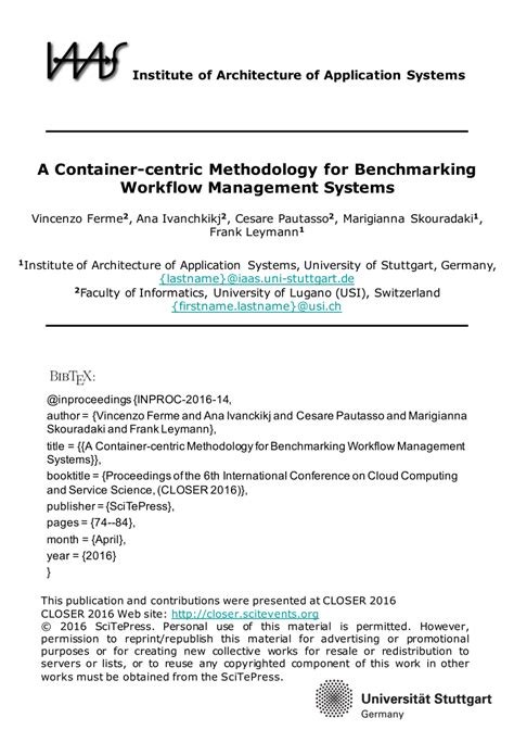 Pdf A Container Centric Methodology For Benchmarking Workflow