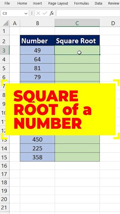 How To Find Square Root Of A Number In Excel √ 💯excelshorts