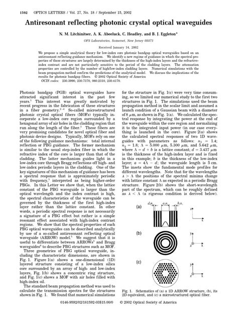 Arrow Pdf Optical Fiber Waveguide