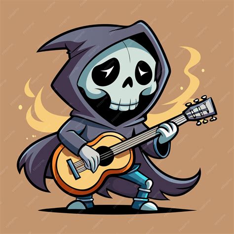 Sweet Grim Reaper Jamming En La Ilustración Vectorial De Dibujos