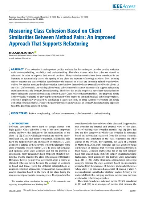 Pdf Measuring Class Cohesion Based On Client Similarities Between Method Pairs An Improved
