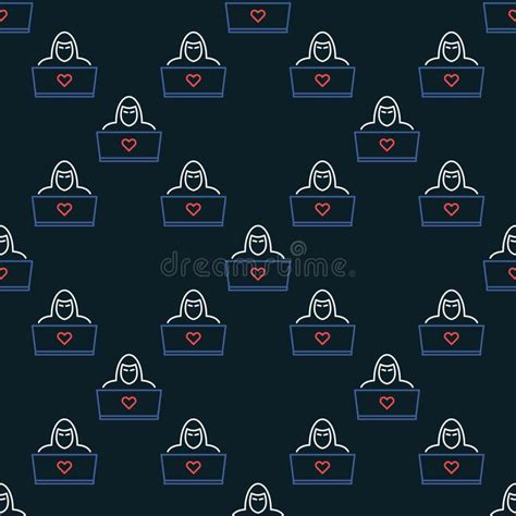 Hacker With Laptop Vector Outline Seamless Pattern Stock Illustration Illustration Of Pattern