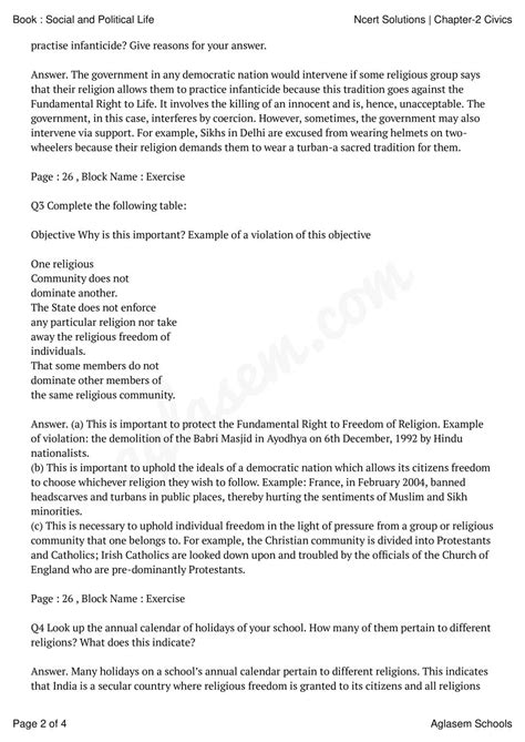 NCERT Solutions Class Civics Chapter Understanding Secularism Question Answer PDF