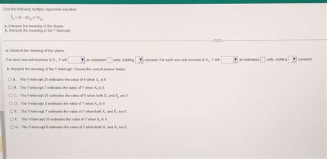 Solved Use The Following Multiple Regression Equation Chegg