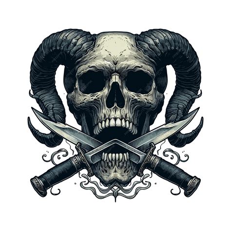 Premium Vector Scull With Knife Vector Illustration