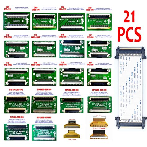 21PCS FHD LVDS 2K 51pin 30pin SAM Turn LG Cable Connector Cable Adapter Board Left And