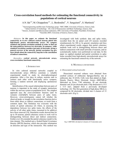Pdf Cross Correlation Based Methods For Estimating The Functional Connectivity In Populations