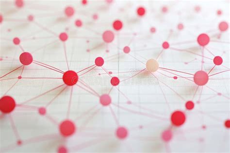 Red And Pink Network Nodes Connected By Thin Lines On A White Background Symbolizing Data Flow