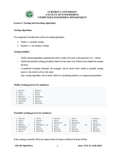 Lecture5 Sorting Searching Algorithms Pdf Time Complexity Algorithms And Data Structures