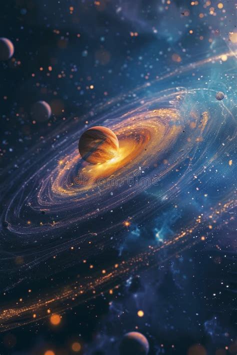 Solar System Universe Stars And Galaxy Space Planets Poster Illustration Background Stock
