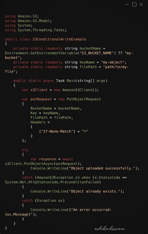 Ashik M Hussain On Linkedin Amazon Aws Amazons3 S3 S3conditionalwrites Dotnet Awssdk