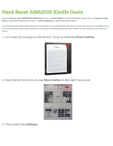 Hard Reset AMAZON Kindle Oasis Manualzz
