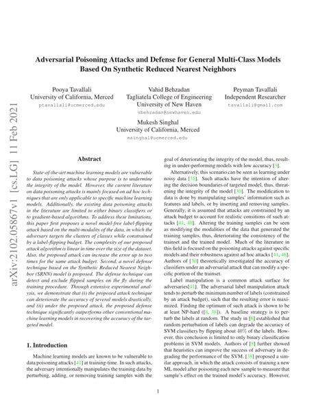 Pdf Adversarial Poisoning Attacks And Defense For General Multi Class Models Based On