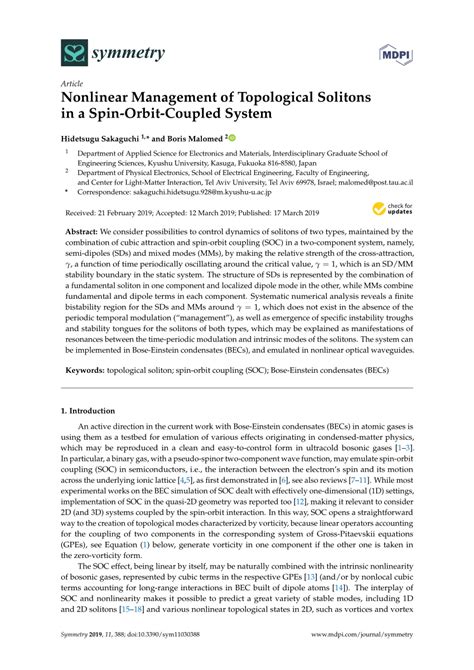 pdf nonlinear management of topological solitons in a spin orbit