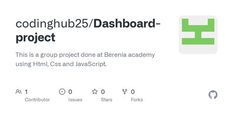 GitHub Codinghub Dashboard Project This Is A Group Project Done At Berenia Academy Using