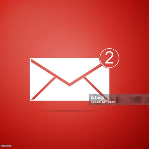 봉투 아이콘에 빨간색 배경에 고립입니다 받은 메시지 개념입니다 새로운 들어오는 메시지 Sms를 이메일 메일 배달 서비스입니다 평면 디자인입니다 벡터 일러스트 레이 션