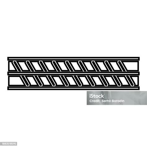 철근 철근 늑골이있는 금속 막대 윤곽선 윤곽선 아이콘 검은 색 벡터 일러스트 레이 션 이미지 얇은 평면 스타일 0명에 대한 스톡 벡터 아트 및 기타 이미지 Istock
