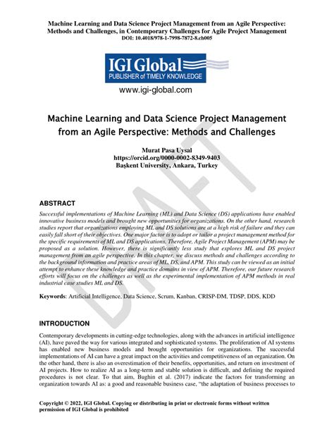 Pdf Machine Learning And Data Science Project Management From An Agile Perspective Methods