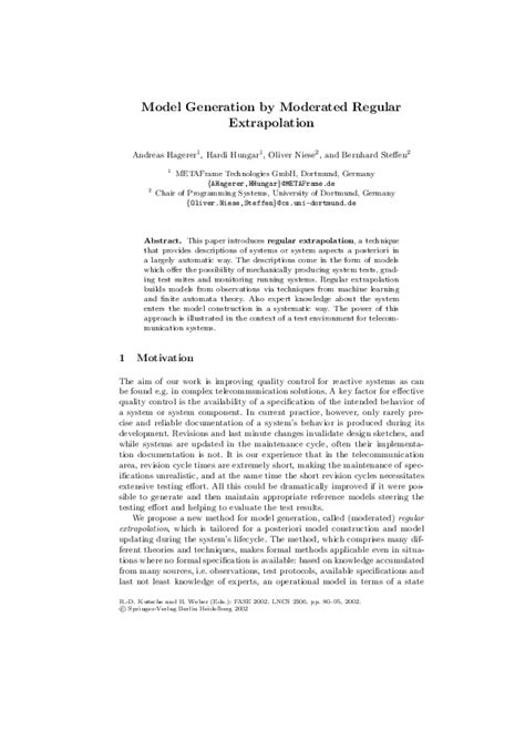 Pdf Model Generation By Moderated Regular Extrapolation