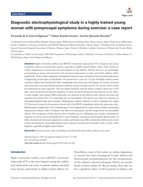 Pdf Diagnostic Electrophysiological Study In A Highly Trained Young
