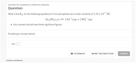 Solved Calculate The Solubility Of A Molecule Using Ksp Chegg