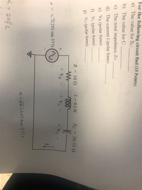Solved For The Following Circuit Find Points A The Chegg