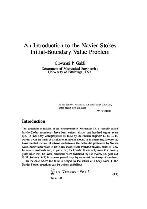 Pdf An Introduction To The Navier Stokes Initial Boundary Value Problem