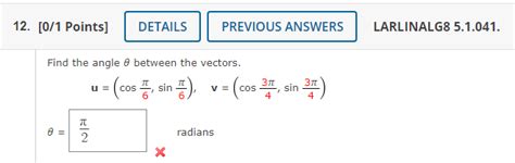 Solved Find the angle θ between the Chegg com