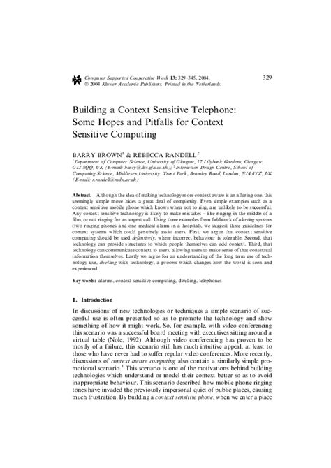 pdf building a context sensitive telephone some hopes and pitfalls