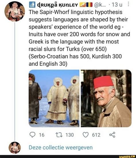 K 13 The Sapir Whorf Linguistic Hypothesis Suggests Languages Are