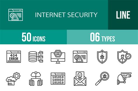 50 Internet Security Line Icons Graphic By Iconbunny · Creative Fabrica
