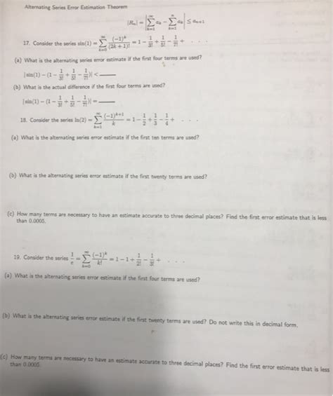 solved alternating series error estimation theorem a what