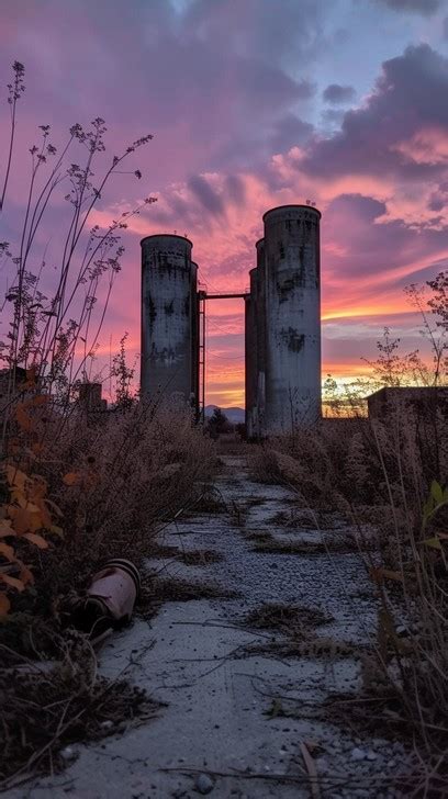 Free Sunset Silo Silhouette Image Sunset Silos Abandoned Download