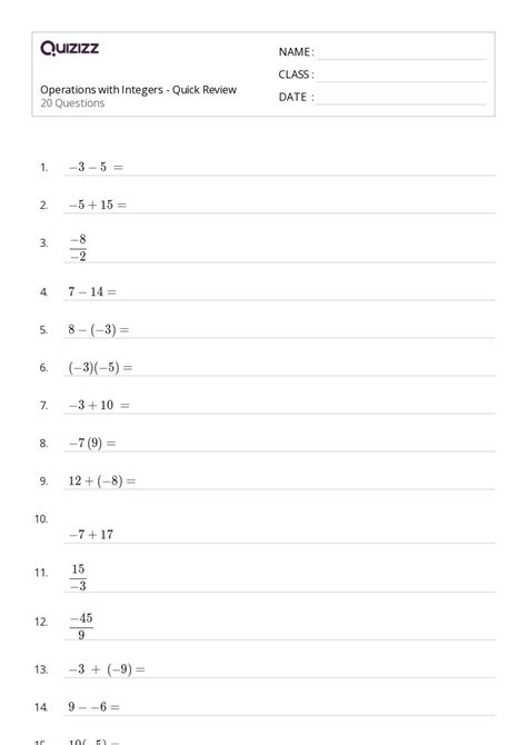 50 Operations With Integers Worksheets For 8th Grade On Quizizz Worksheets Library