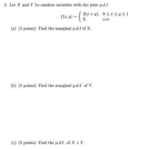 solved 2 let x and y be random variables with the joint
