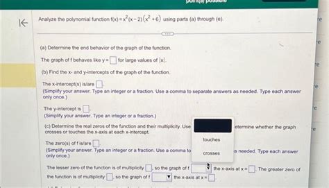 Solved K Analyze the polynomial function f x x² x 2 Chegg com