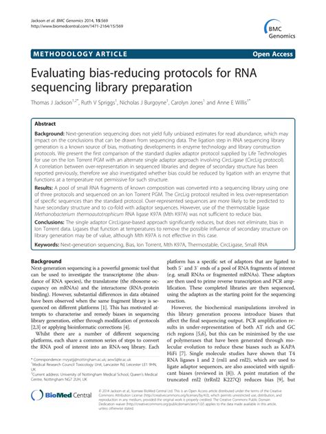 Pdf Evaluating Bias Reducing Protocols For Rna Sequencing Library Preparation