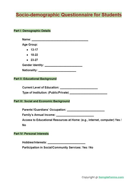 FREE 14 Demographic Questionnaire Samples PDF MS Word Google Docs