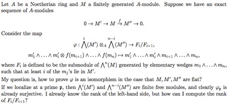 Showing ∧i M′ ⊗a ∧n−i M″ ≅ Fif I1 Rmath